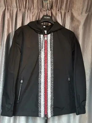 Burberry Logo Trim Hooded Jacket