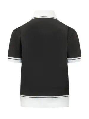 Dolce & Gabbana Contrast Trim Logo Polo Shirt - Black