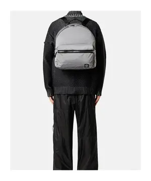 Stone Island Logo Patch Zipped Backpack - Pearl Grey