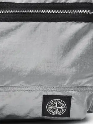 Stone Island Logo Patch Zipped Backpack - Pearl Grey