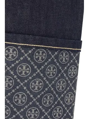 Tory Burch T Monogram Contrast-cuff Jeans - No