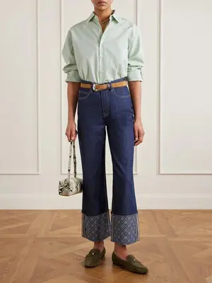 Tory Burch T Monogram Contrast-cuff Jeans - No