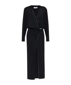 Attico Midi Dress With Plunging Neckline And Slit