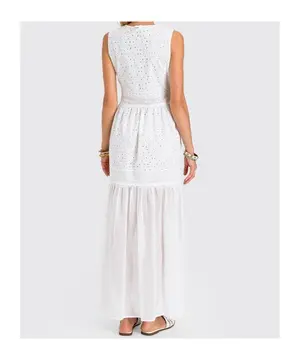 TWINSET Sleeveless Embroidered Maxi Dress