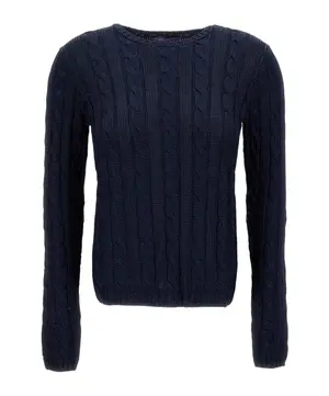 Ralph Lauren Cable Knit Crewneck Jumper - Blue