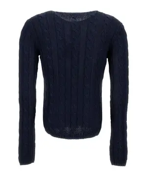 Ralph Lauren Cable Knit Crewneck Jumper - Blue
