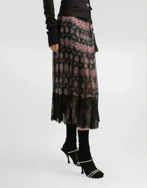 Dolce & Gabbana Floral Lace Midi Skirt