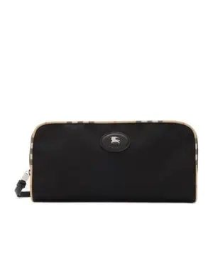 Burberry Large Check Trim Travel Pouch - Black