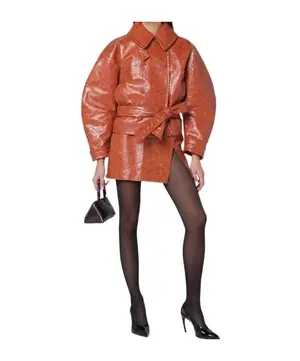 Andamane Faux Leather Belted Jacket