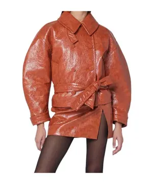 Andamane Faux Leather Belted Jacket