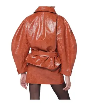 Andamane Faux Leather Belted Jacket