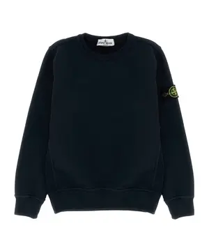 Stone Island Logo Patch Crewneck Sweatshirt - Black