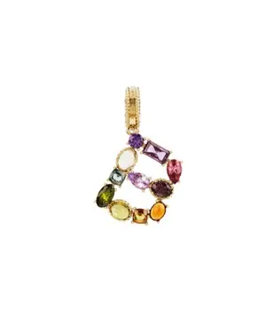 Dolce & Gabbana Rainbow Alphabet B 18kt Yellow Gold Gemstone Charm - Multi