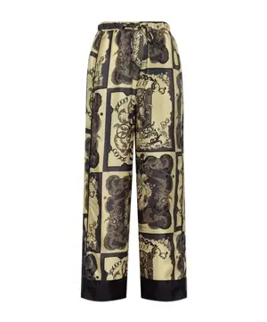 GANNI Graphic Pattern Drawstring Trousers - Brown