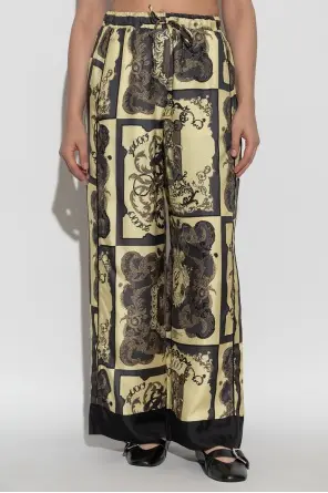 GANNI Graphic Pattern Drawstring Trousers - Brown