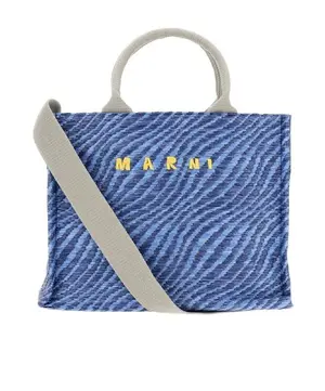 Marni Logo Embroidered Tote Bag - Blue