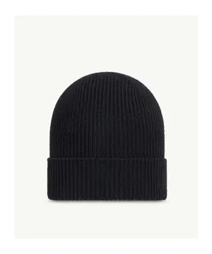 Moncler Logo Patch Knitted Beanie - Black