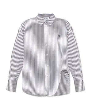 Attico The Diana Shirt Striped Long Sleeve Collared Shirt - White