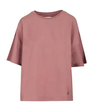 VIVIENNE WESTWOOD Logo Embroidered Crewneck T-shirt - Rose