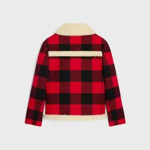 Celine Peacoat In Checked Wool