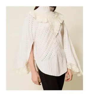 TWINSET Crochet-panel Jumper With Lace Trim - White