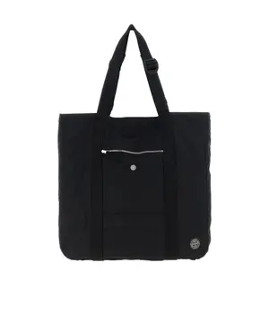 Stone Island Logo Patch Shopping Bag - Black