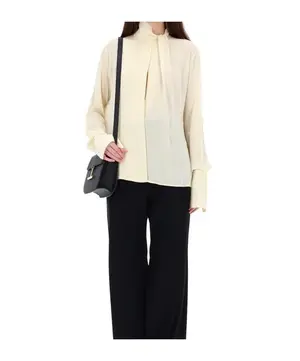 TOM FORD Long Sleeved Satin Blouse - Nude