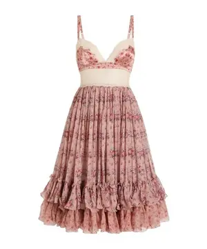Dolce & Gabbana Floral Lace Trim Midi Dress - Pink