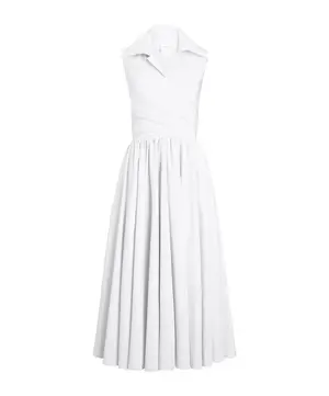 PATOU Draped Midi Dress With Pleated Details - White