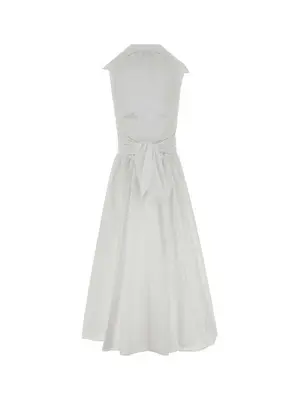 PATOU Draped Midi Dress With Pleated Details - White