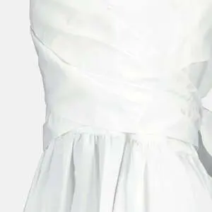 PATOU Draped Midi Dress With Pleated Details - White