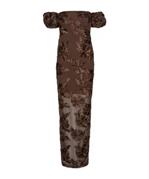 ROTATE BY BIRGER CHRISTENSEN Off-the-shoulder Floral Embroidery Maxi Dress