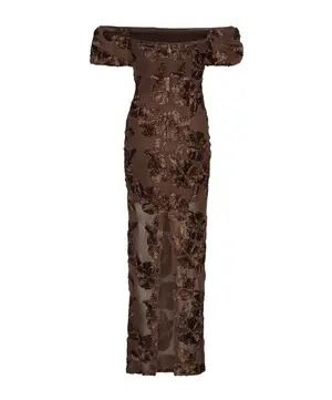 ROTATE BY BIRGER CHRISTENSEN Off-the-shoulder Floral Embroidery Maxi Dress