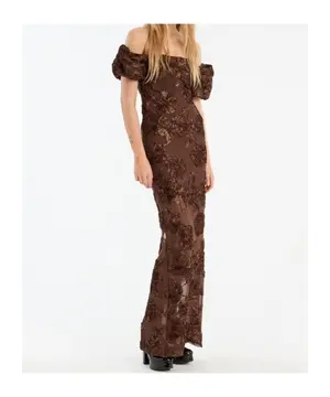 ROTATE BY BIRGER CHRISTENSEN Off-the-shoulder Floral Embroidery Maxi Dress