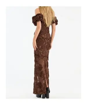 ROTATE BY BIRGER CHRISTENSEN Off-the-shoulder Floral Embroidery Maxi Dress