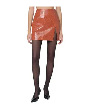 Andamane Faux Leather Mini Skirt With Side Zip