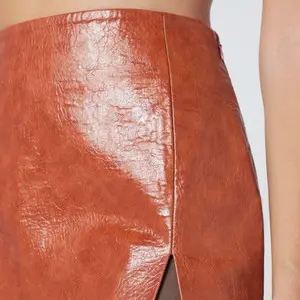 Andamane Faux Leather Mini Skirt With Side Zip