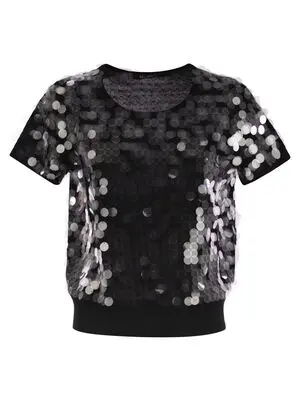 Max Mara Sequin Embellished Short Sleeve Jumper - Black