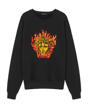 Versace Medusa Flame Embroidered Crewneck Sweatshirt