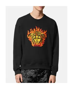 Versace Medusa Flame Embroidered Crewneck Sweatshirt