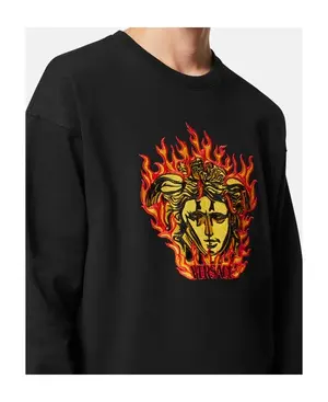 Versace Medusa Flame Embroidered Crewneck Sweatshirt