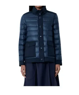 Moncler Logo Patch Down Jacket - Navy Blue