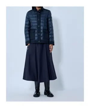 Moncler Logo Patch Down Jacket - Navy Blue