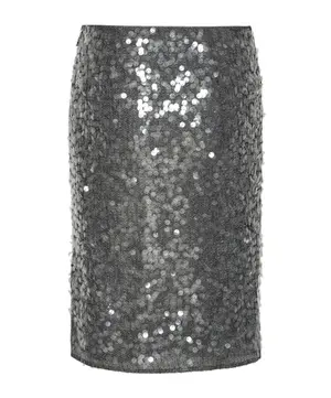 ROTATE BY BIRGER CHRISTENSEN Sequin Midi Straight Skirt - Black