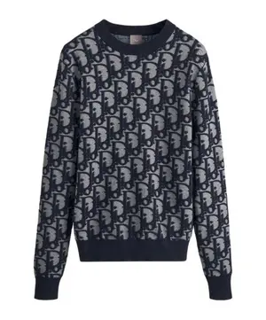 Dior Oblique Jacquard Knitted Sweater - Blue