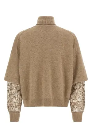 Brunello Cucinelli Sequin-embellished High-neck Sweater