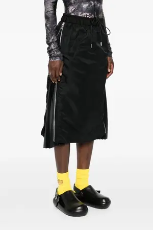Sacai Pleated Drawstring Midi Skirt - Black
