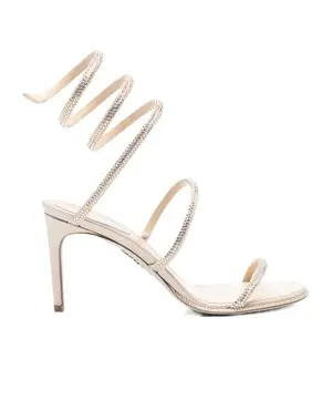 Rene Caovilla Embellished Spiral Stiletto Sandals - Beige
