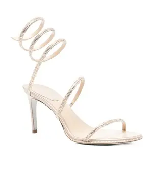 Rene Caovilla Embellished Spiral Stiletto Sandals - Beige