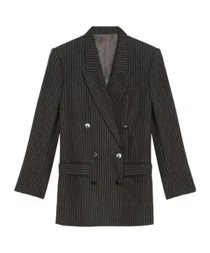 Isabel Marant Étoile Jevima Striped Wool Blend Double-breasted Blazer - Anthracite